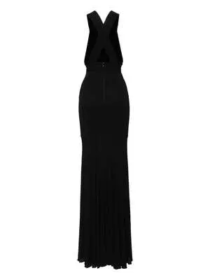 HERVE L. LEROUX Pleated Fishtail Gown - Black