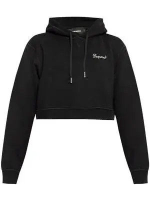 Dsquared2 Rhinestone-logo Cropped Hoodie