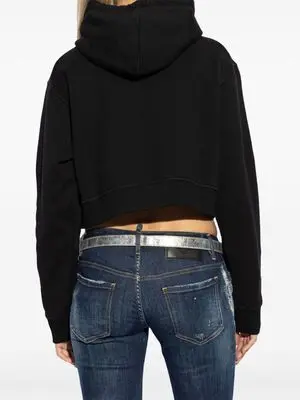 Dsquared2 Rhinestone-logo Cropped Hoodie