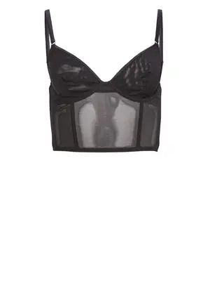 Fleur Du Mal Longline Mesh Bustier - Black