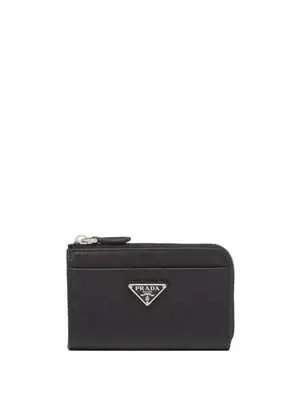 Prada Triangle-logo Leather Keychain - Black