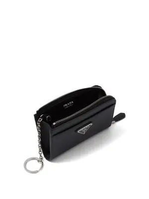 Prada Triangle-logo Leather Keychain - Black