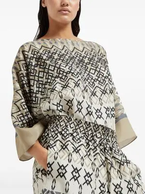Brunello Cucinelli Geometric-pattern Silk Shorts - Brown