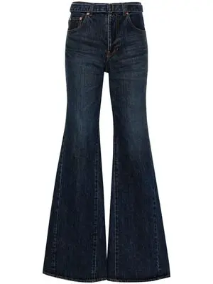 Sacai Belted Flared Jeans - Blue