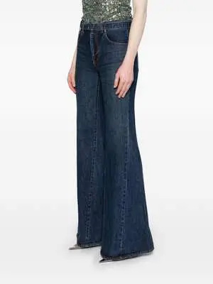Sacai Belted Flared Jeans - Blue