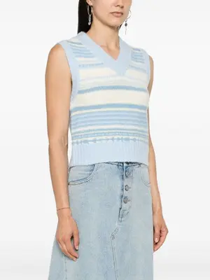 GANNI Stripped Knitted Top