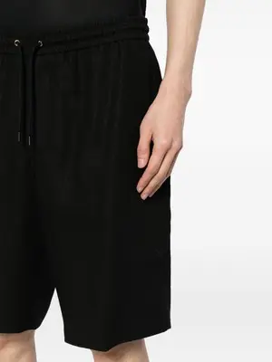 Paul Smith Drawstring Waist Linen Shorts - Black