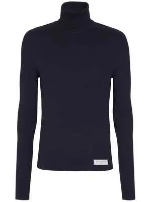 Balmain Logo-tag Merino-wool Jumper - Blue