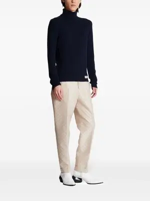 Balmain Logo-tag Merino-wool Jumper - Blue