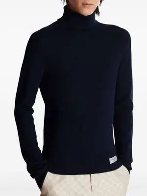 Balmain Logo-tag Merino-wool Jumper - Blue