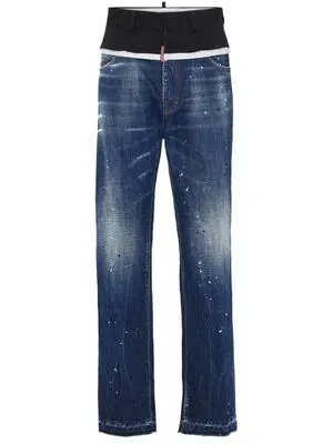 Dsquared2 Paint Splatter Denim Jeans - Blue