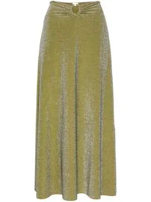 Johanna Ortiz Ring-detail Lurex Midi Skirt - Green