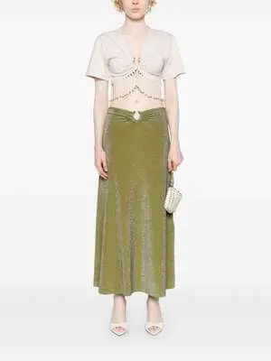 Johanna Ortiz Ring-detail Lurex Midi Skirt - Green