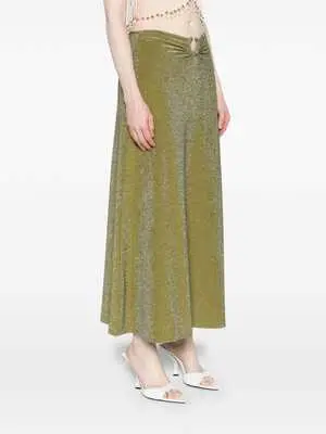 Johanna Ortiz Ring-detail Lurex Midi Skirt - Green
