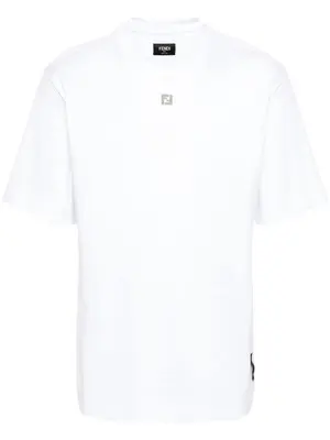 Fendi Ff-plaque Cotton T-shirt - White