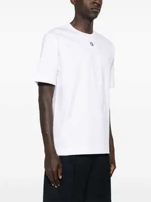 Fendi Ff-plaque Cotton T-shirt - White