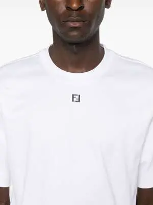 Fendi Ff-plaque Cotton T-shirt - White