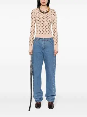 MARINE SERRE Crescent Moon Jacquard Jumper - Neutrals
