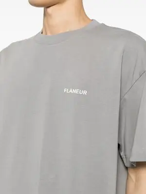FLANEUR Logo-print Cotton T-shirt - Grey