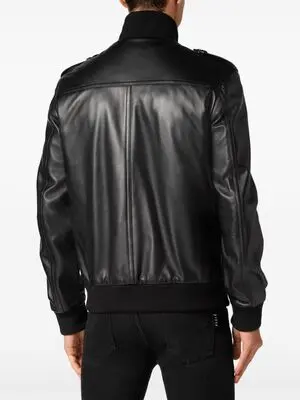 Philipp Plein Logo-appliqué Leather Jacket