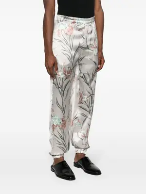 Saint Laurent Floral-print Tapered Trousers