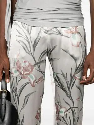Saint Laurent Floral-print Tapered Trousers