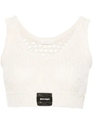 Palm Angels Sequin-embellished Knitted Crop Top