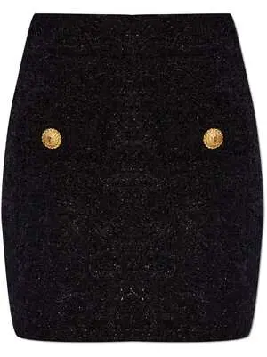Balmain High-waisted Bouclé Miniskirt