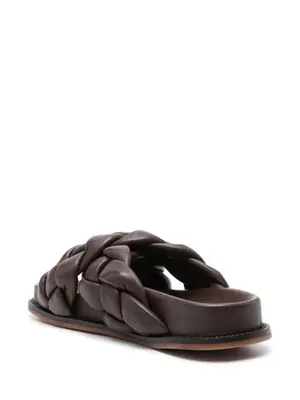 Fabiana Filippi Braided Leather Slides - Brown