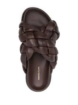 Fabiana Filippi Braided Leather Slides - Brown
