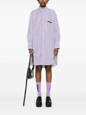 Palm Angels Striped Midi Shirt Dress