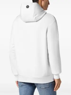Philipp Plein Embellished Logo Print Hoodie - White