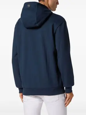 Philipp Plein Skull Logo-print Cotton Hoodie - Blue