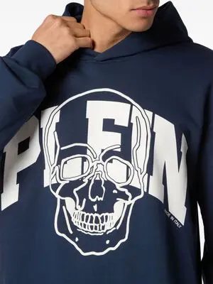 Philipp Plein Skull Logo-print Cotton Hoodie - Blue