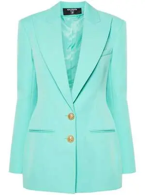 Balmain Virgin Wool Single-breasted Blazer - Blue