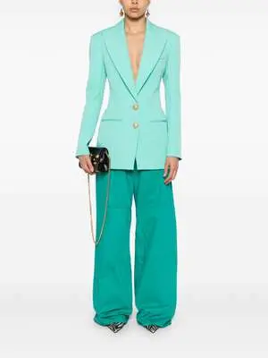 Balmain Virgin Wool Single-breasted Blazer - Blue