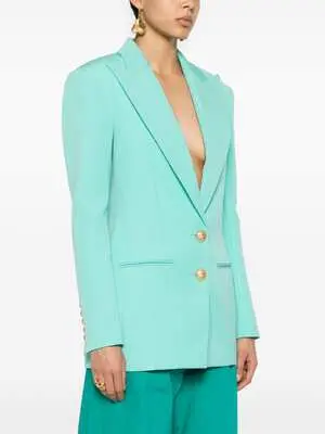 Balmain Virgin Wool Single-breasted Blazer - Blue