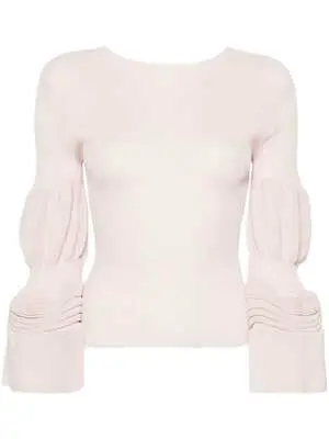 Issey Miyake Bell-sleeves Ribbed-knit Top