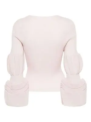 Issey Miyake Bell-sleeves Ribbed-knit Top