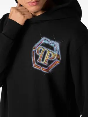 Philipp Plein Embellished Logo-print Hoodie - Black