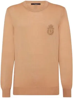 BILLIONAIRE Logo-embroidered Wool Jumper - Neutrals