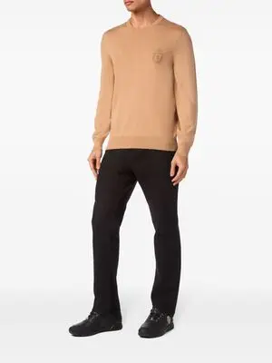 BILLIONAIRE Logo-embroidered Wool Jumper - Neutrals