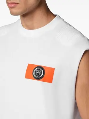 PLEIN SPORT Logo Patch Sleeveless T-shirt - White