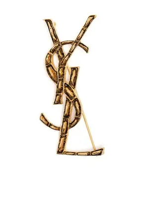 Saint Laurent Logo-plaque Brooch - Gold