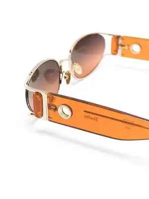 Linda Farrow Shelby Oval-frame Sunglasses - Gold