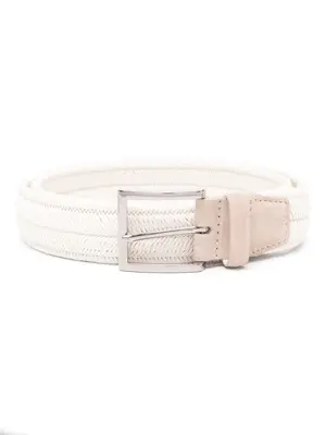 ORTIGNI Interwoven Buckle-fastening Belt - White