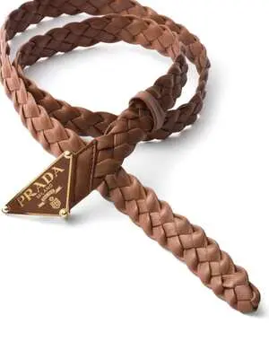 Prada Braided Leather Belt - Brown