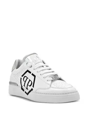 Philipp Plein Hexagon Leather Sneakers - White