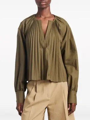 Proenza Schouler Pleated Long-sleeve Blouse - Green