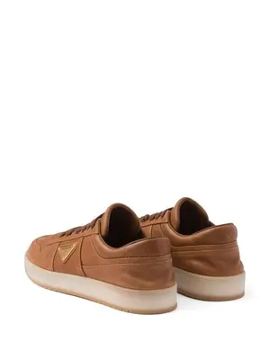 Prada Downtown Nappa-leather Sneakers - Brown